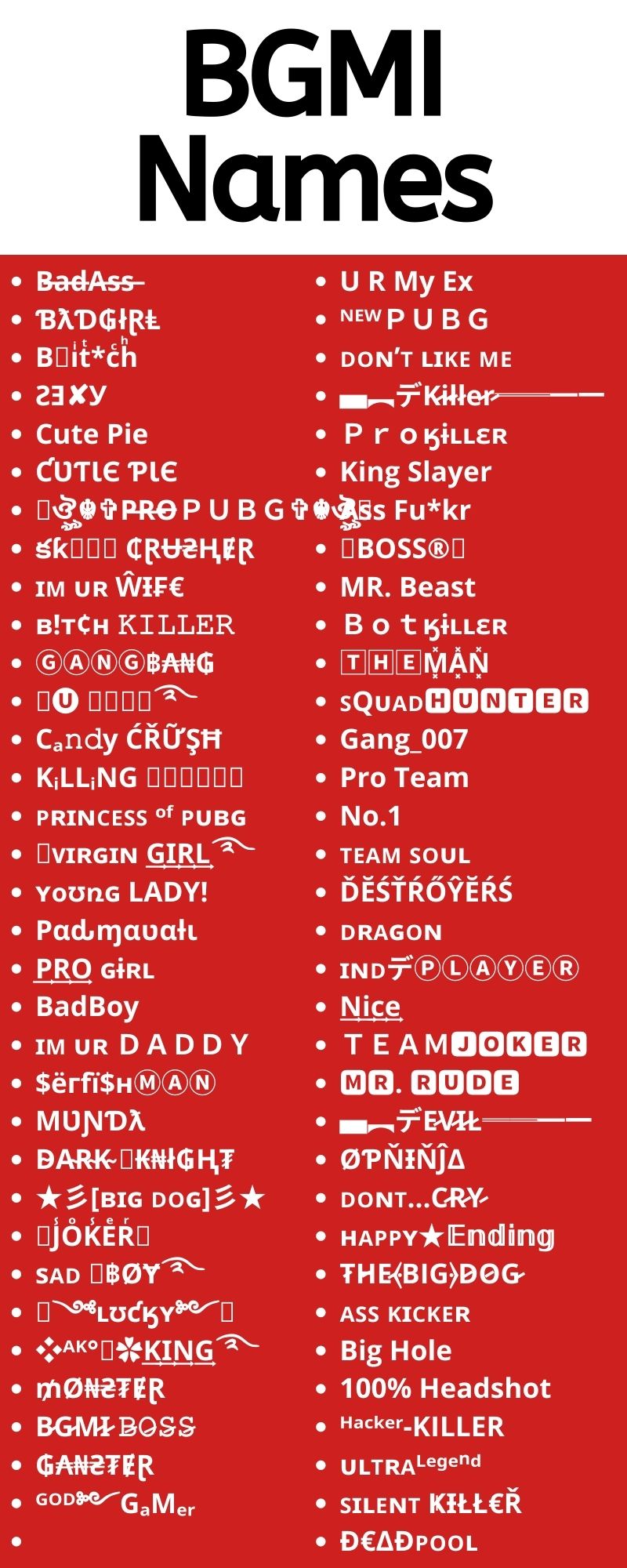 1300+ Unique and Stylish BGMI Names Ideas (Girls & Boys) 2023