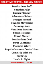 1500+ Travel Agency Names: Unique Travel Company Names