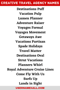 1500+ Travel Agency Names: Unique Travel Company Names