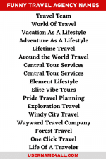 1500+ Travel Agency Names: Unique Travel Company Names